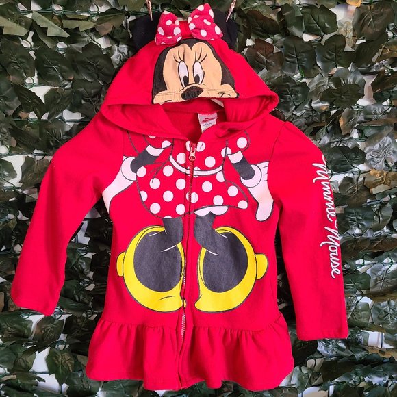Disney | Jackets & Coats | Disney Brand Red Minnie Mouse Hooded Jacket ...